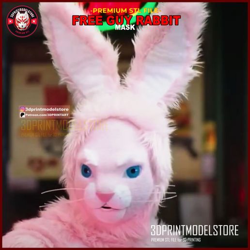 🆓 Free Guy Rabbit Mask - Cosplay Mask - Halloween Helmet・ 3D File for ...