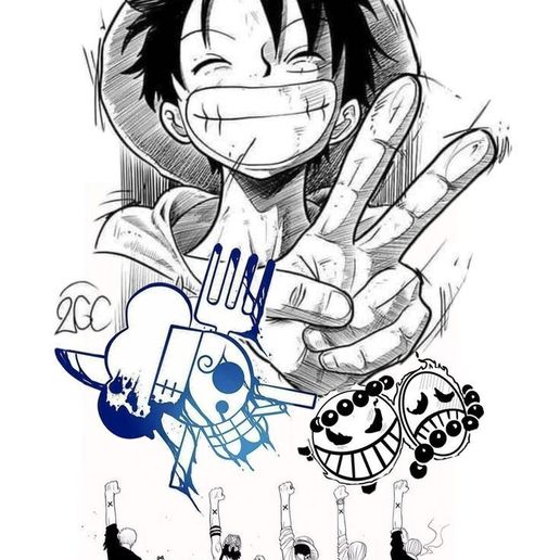 drawing 3d luffy