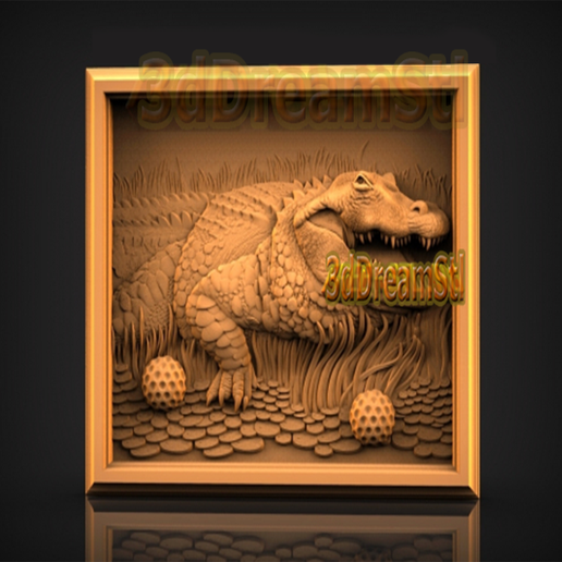 STL file crocodile STL model, CNC router engraver, artcam, aspire, cnc ...
