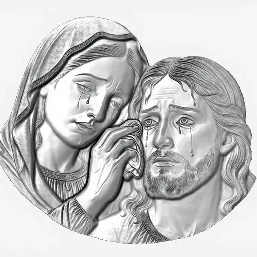 ️ MARY AND JESUS IN TEARS・ STL File for 3D printing and CNC machining ...