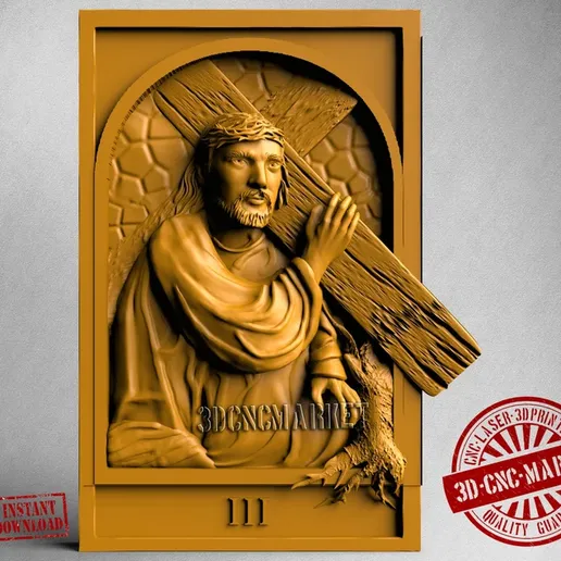 ️ Jesus Christ with a Cross STL, Jesus Christ with a Cross 3d figure ...