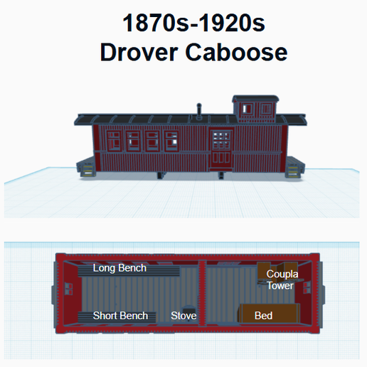 🚆 Drover Caboose (HO SCALE)・Free 3D File for ・Cults