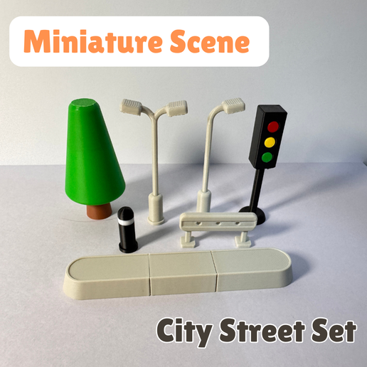 🏙️ Miniature Scene Series ｜City Street Set・ STL File for 3D printing・Cults