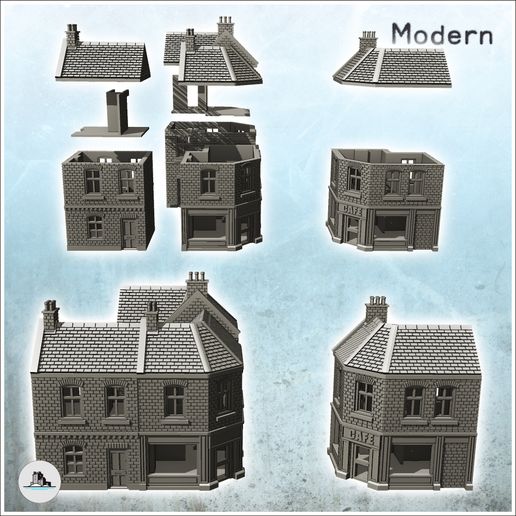 🧱 Set of brick houses with floors and store on the ground floor (10 ...