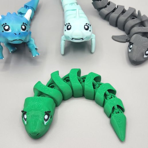 👌 FLEXI FIDGET DESKTOP GUARDIAN - SNAKE・Free STL File for 3D printing・Cults