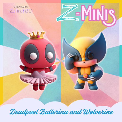 🎬 Z-MINIS DEADPOOL BALLERINA AND WOLVERINE・ STL File for 3D printing・Cults