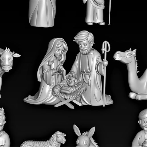 👾 Chrismas crib statue・ STL File for 3D printing・Cults