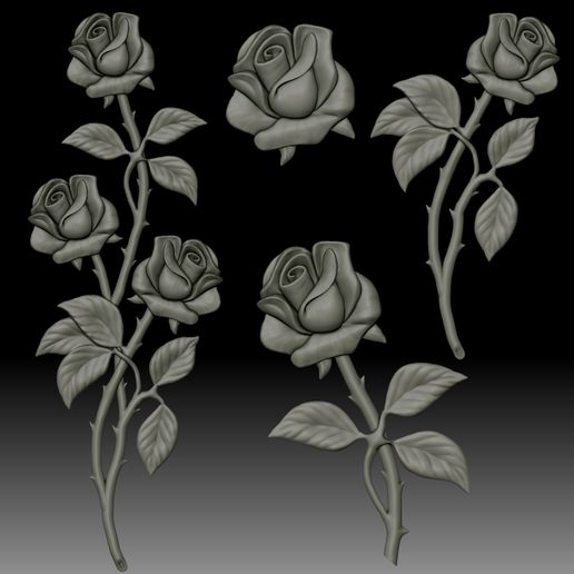 🖨️ Roses bas-relief for CNC router or 3D printer・ 3D File for 3D ...