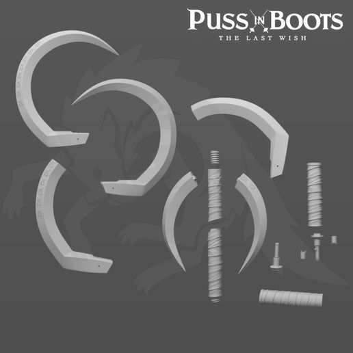 🐺 ARTICULATED DEATH WOLF SICKLE (scythe) PUSS IN BOOTS 2 the last wish ...