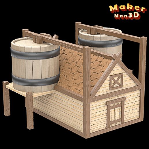 STL file Medieval Brewery 🎲 ・Model to download and 3D print・Cults