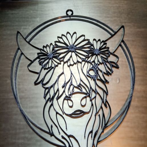 ☀️ Sun Catcher Highland Cow・ STL File for ・Cults