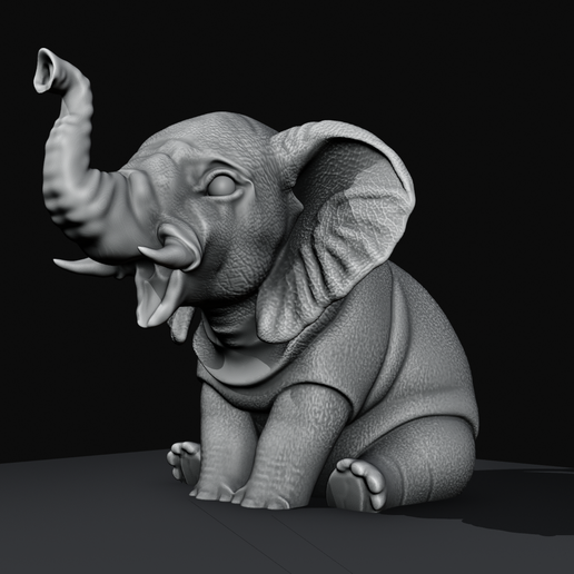 STL file baby elephant sitting trunk up stl 👶 ・3D printable model to ...