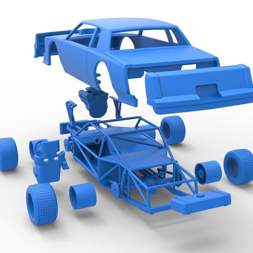 🏎️ Diecast Vintage dirt late model race car Scale 1:25・ 3D File for ・Cults