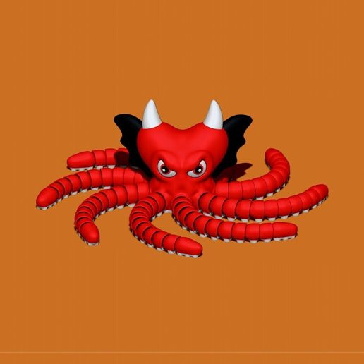 Flexi Articulated Valentine Devil Octopus 😈💝・ 3D File for 3D printing・Cults