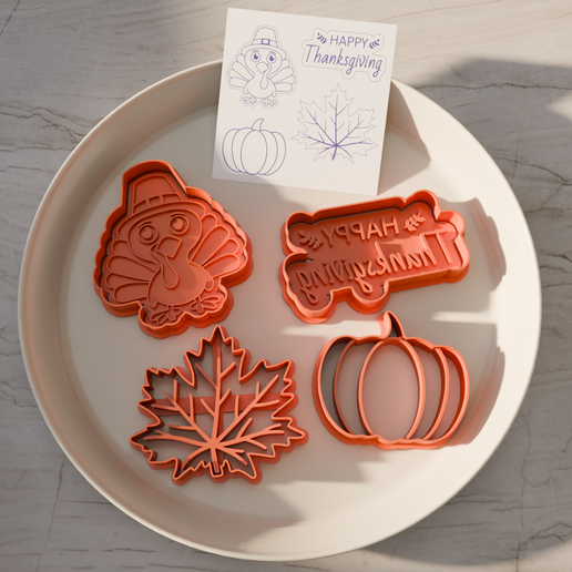 STL file Thanksgiving Cookie Cutters Bundle 🍪 ・3D print object to ...