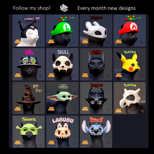 🐱 Cat Skull Mask – 3D Printable Halloween or Cosplay Pet Mask・ STL File ...