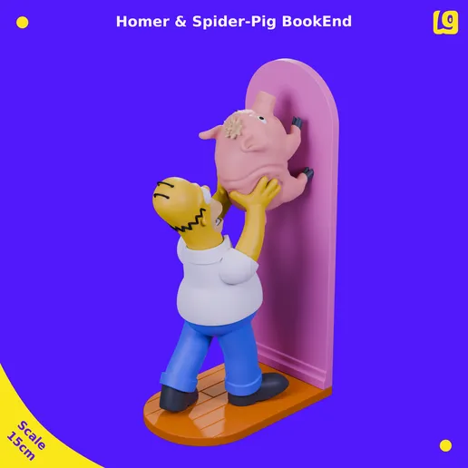 📚 Homer Simpson and Spider-Pig - BookEnd Support - Cartoon FanArt by ...