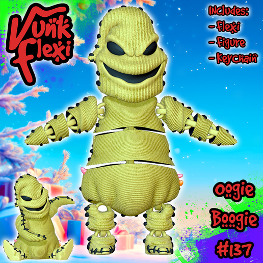 🎄 The Nightmare before Christmas Oogie Boogie MultiColor Flexi Print-In ...