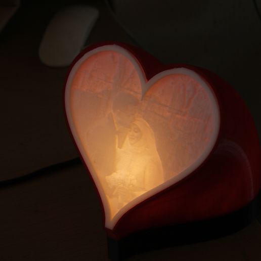 💜 Lithophane Heart・ STL File for ・Cults