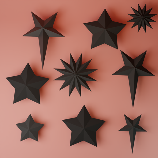 ⭐ Different 3D star types FREE・Free 3D File for 3D printing・Cults