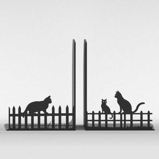 STL file FENCE CATS BOOKENDS 📚 ・3D printing model to download・Cults