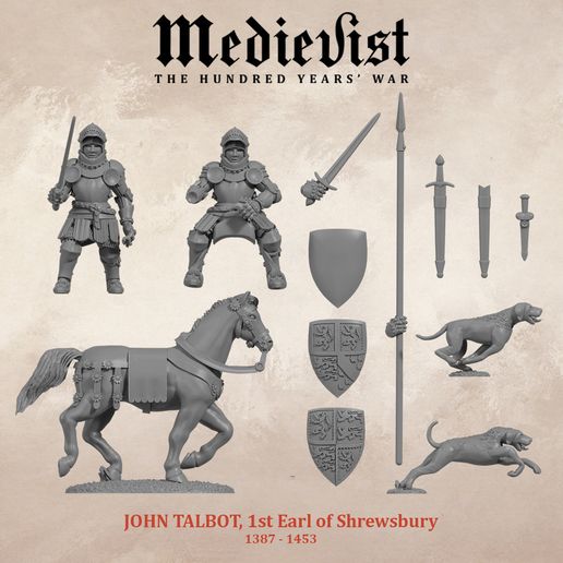 🥇 John Talbot, 1st Earl of Shrewsbury with banner/standard bearer・ 3D ...