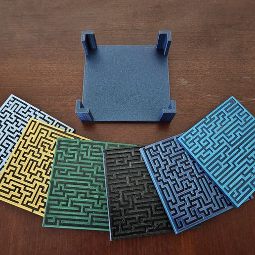 🎲 Maze Coasters with Coaster Holder・Free STL File for 3D printing・Cults