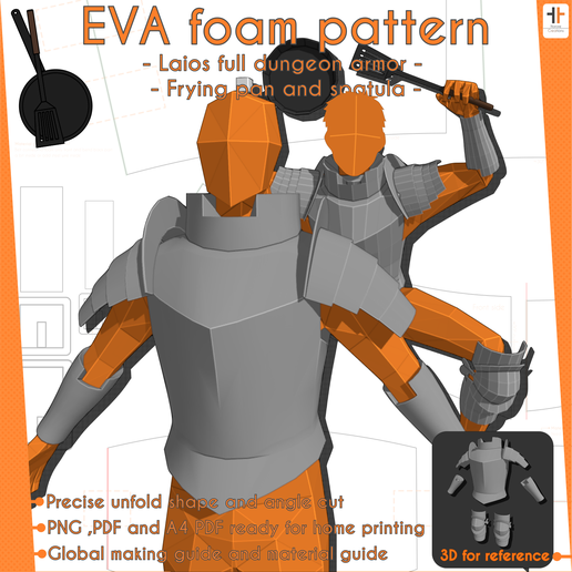 👾 Laios Touden full armor ,frying pan ,spatula (3d model for reference ...