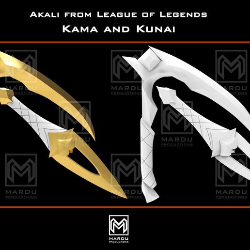 🎨 Akali Kama y kunai・Archivo 3D para Impresión 3D・Cults