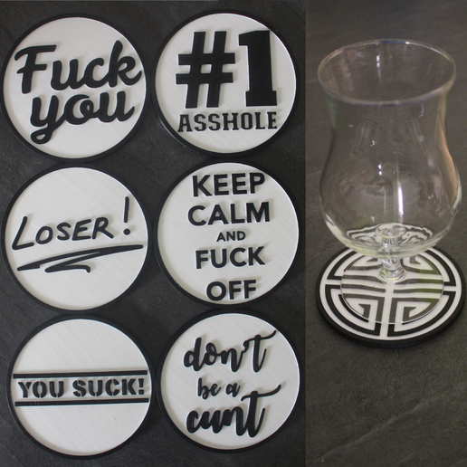 Fichier STL 6 Coaster Text Be Mean 🚰 ・Design pour imprimante 3D à ...
