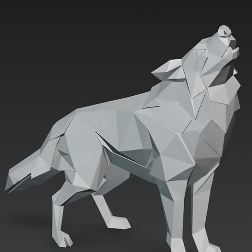 🐺 Echoes of the Wild: Low Poly Howler 3d wolf model・ STL File for 3D ...