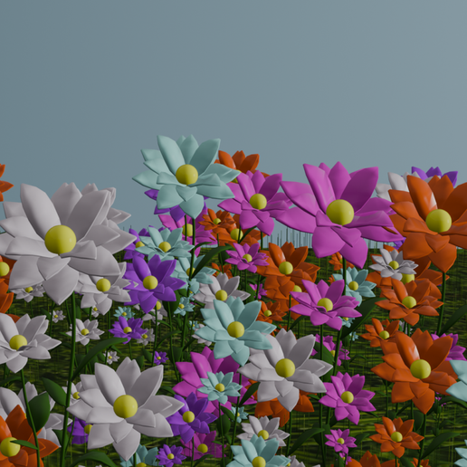 3D file Colorful flowers 3D Model 🎨 ・3D print model to download・Cults