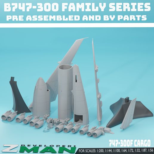 👪 B747-300F (FREIGHTNER CARGO FAMILY PACK) V2・ STL File for 3D printing ...