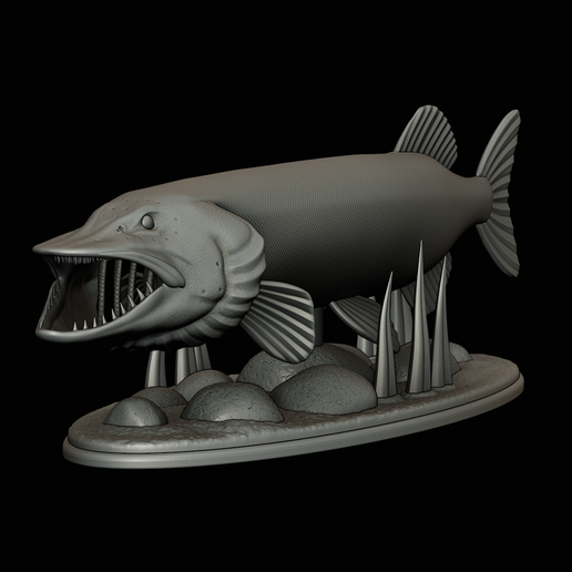 🐠 fish pike muskellunge muskie / Esox masquinongy statue underwater ...