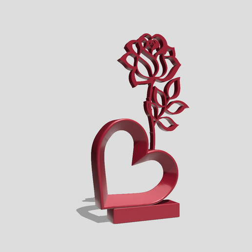 💜 Outline Simple Heart with rose, Romantic Love, Anniversary Gift ...