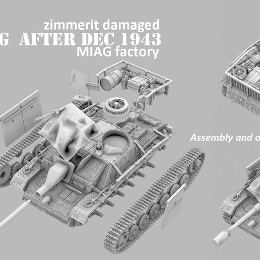 🧑‍🏭 Stug III / Stuh 42 G after dec-1943 MIAG factory, damaged zimmerit ...
