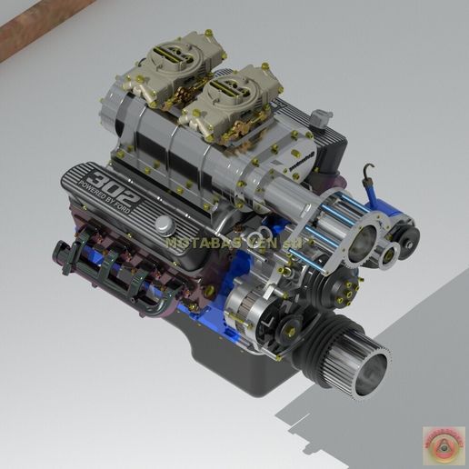 🚙 FORD 289 / 302 SPEEDMASTER SUPERCHARGER - ENGINE・ STL File for 3D ...