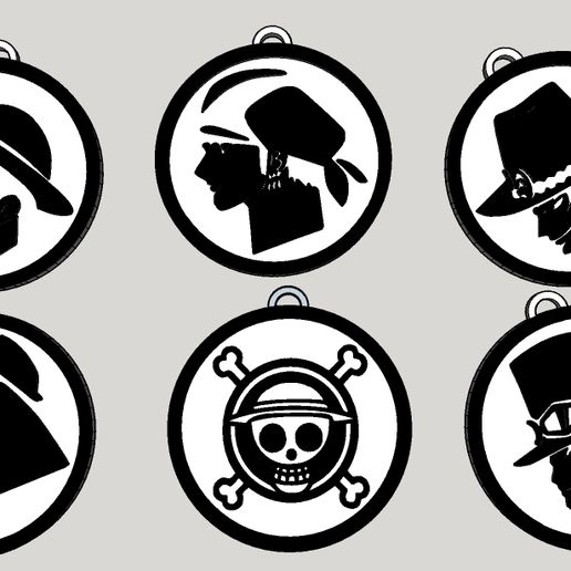 🎨 6 One Piece keychains in 2 colors - keychain・Fichier 3D pour ・Cults