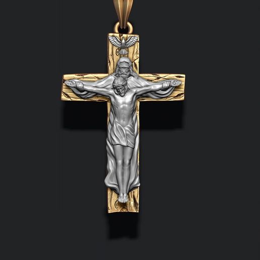 3D file Jesus cross with God crucifixion pendant 3D print model ️ ・3D print design to download・Cults