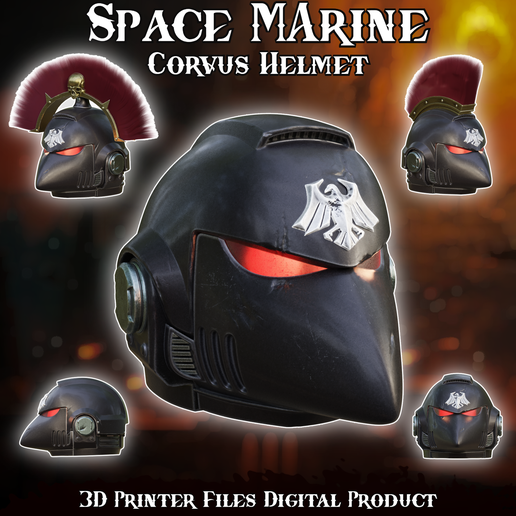 🛰 Space Marine Corvus Customizable Wearable Cosplay Titus Helmet・ 3D File for 3D printing・Cults