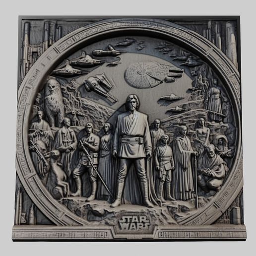 3D file Star Wars Han Solo 3d printer relief medallion stone tablet obj ...