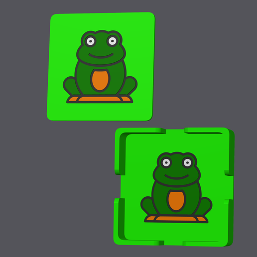 🐸 Frog - Square Coaster with holder・ STL File for 3D printing・Cults