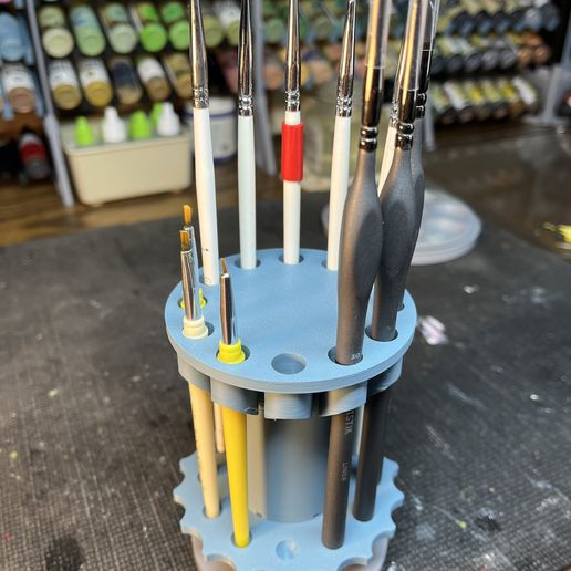 🖌️ Rotating Hobby Paintbrush Holder・Free STL File for 3D printing・Cults