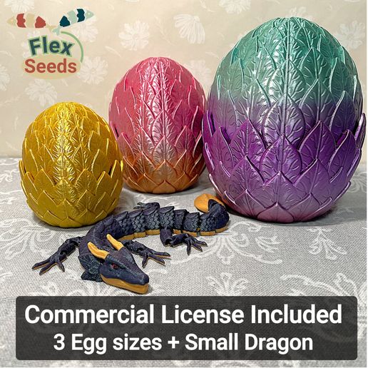 🥚 Flexi Royal Leaf Egg Set – Snap Lock Dragon Egg, Print in Place, No ...