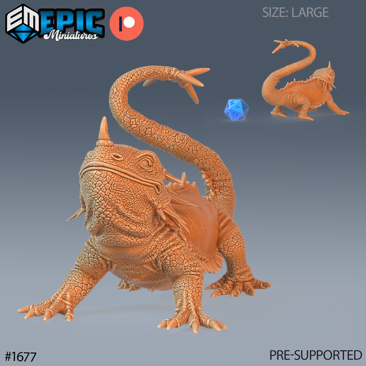 3D file Giant Cave Lizard ‧ DnD Miniature ‧ Tabletop Miniatures ...