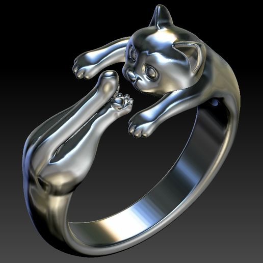 🐱 Cute Cat Ring 3D print model・Archivo STL para Impresión 3D・Cults