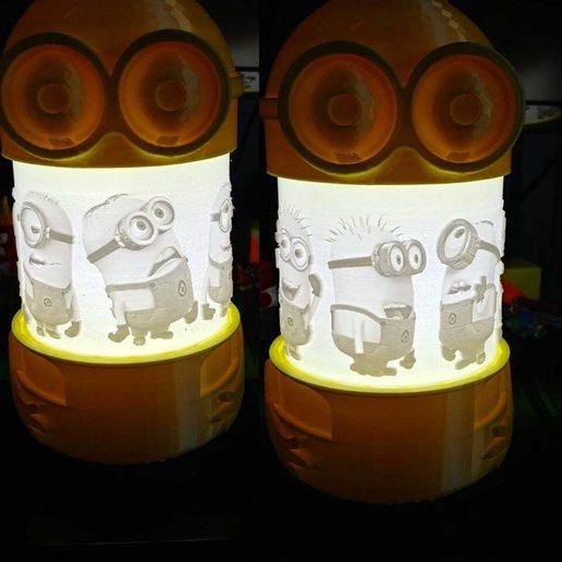 👹 minion lamp with led lighting・3D Print・Cults
