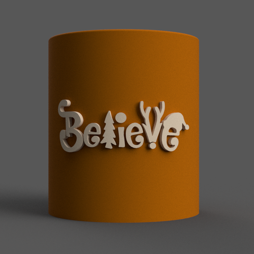 🎄 Christmas candle holder with believe relief sharp version・ STL File ...