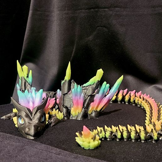🔮 Winged Articulated Crystal Dragon・ 3MF File for 3D printing・Cults