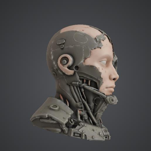 🤖 Cybernetic Android Bust・Free STL File for 3D printing・Cults
